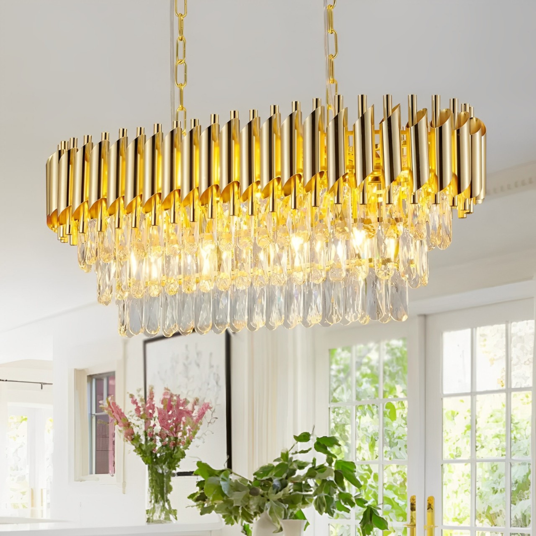 Lustre crital andalus oval Gold - TR024 – lumdeco